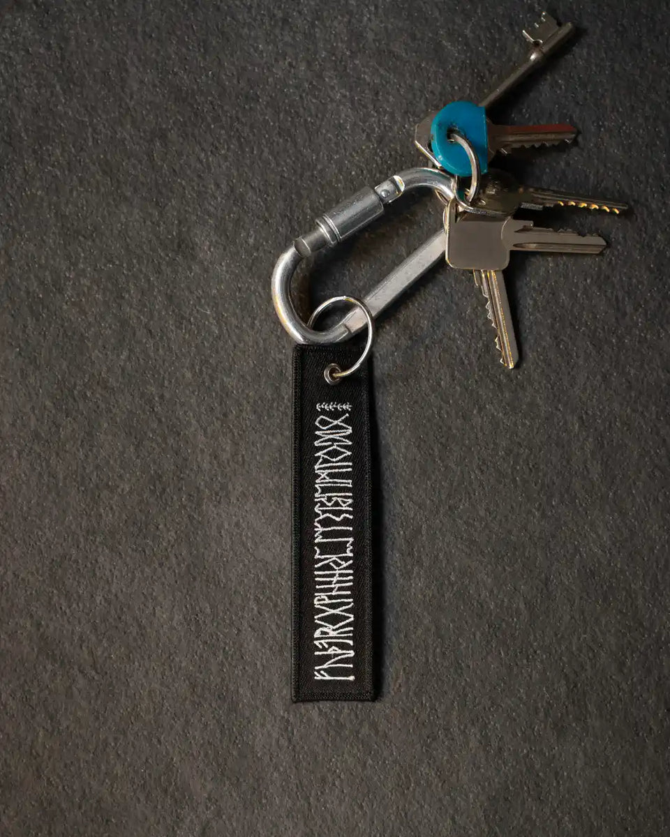 RUNE TEXT EMBROIDERED BAG TAG/KEYRING – NorthernBlack